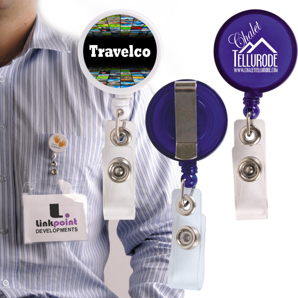 Promotional Retractable Name Badge Holder with Metal Clip - Bongo Promotional Retractable Name Badge Holder with Metal Clip - Bongo